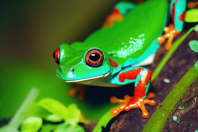 Beautiful Red Eyed Tree Frog with Bright Green Back Stock Illustration ...