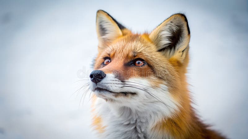 Beautiful Red Fox Looking Up on a White Background. Generative AI Stock ...