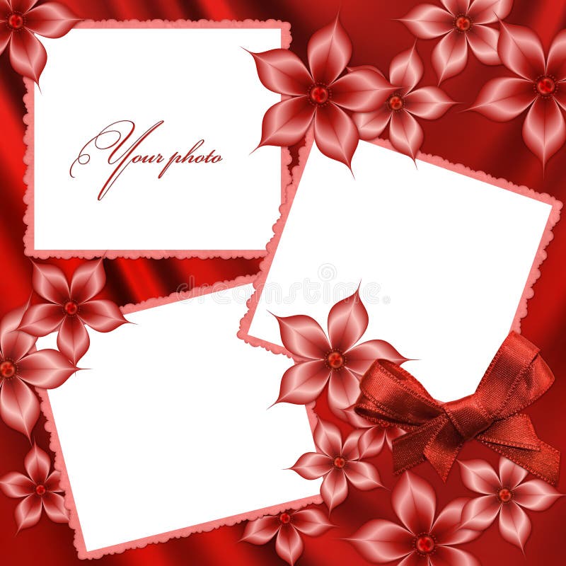 Beautiful Red Frame for Photos Stock Illustration - Illustration of ...