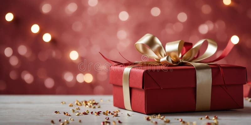 Beautiful Red Gift Box on an Aesthetic Birthday Ai Generated Stock ...