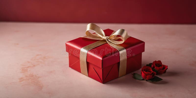 Beautiful Red Gift Box on an Aesthetic Valentin Ai Generated Stock ...