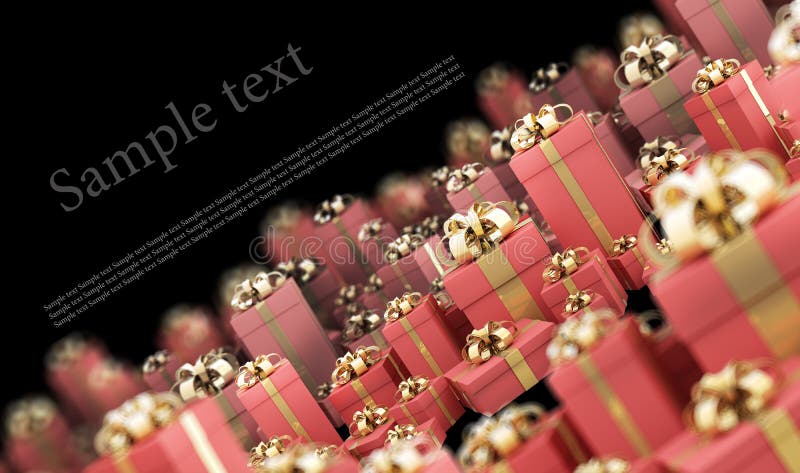 Beautiful Red Gift Boxes with Gold Ribbon Stock Photo - Image of gift ...