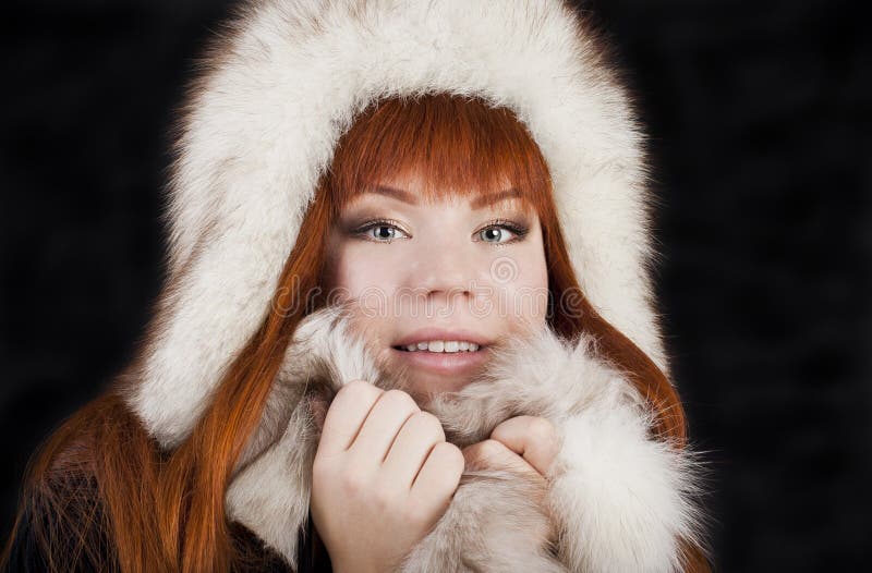 Beautiful Red-haired Girl in Cap Stock Image - Image of person, gold ...