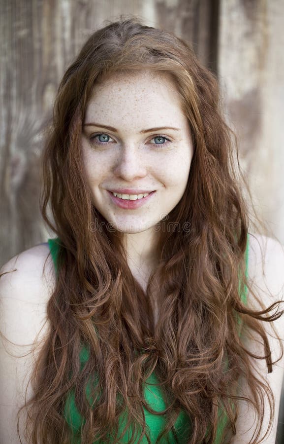 Beautiful red-haired girl stock photo. Image of closeup - 46172540