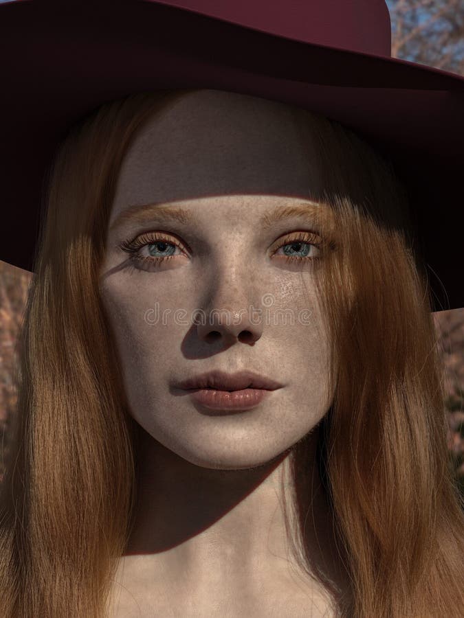 Beautiful Red-haired Girl Wearing a Hat Stock Photo - Image of woman ...