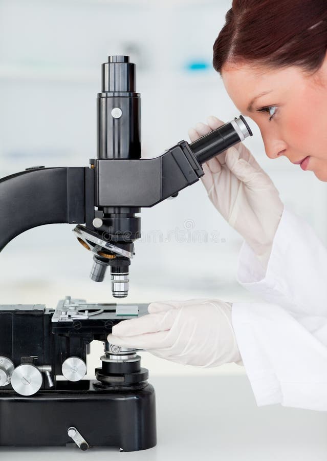 Beautiful Red-haired Scientist Stock Photo - Image of glasses, clinic ...