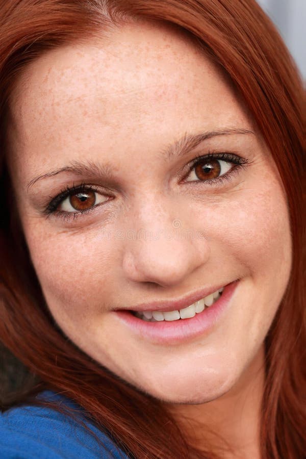 Beautiful Red Head Woman Smiling Stock Image - Image of head, beauty ...