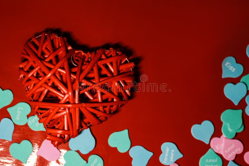 Beautiful Red Heart Closeup with Decorations from Multi-colored Hearts ...