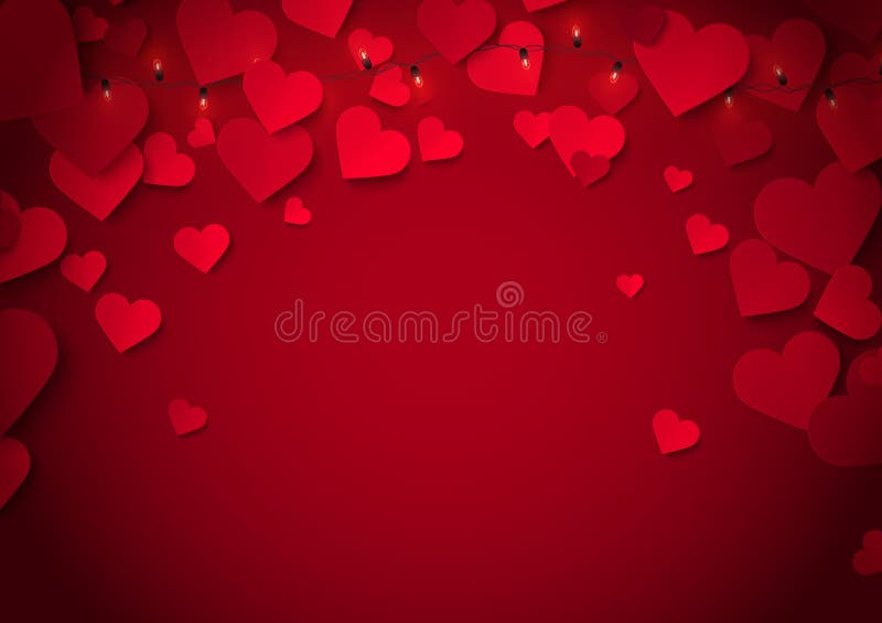 Beautiful Red Hearts Romantic Valentine Background Template, Vector ...