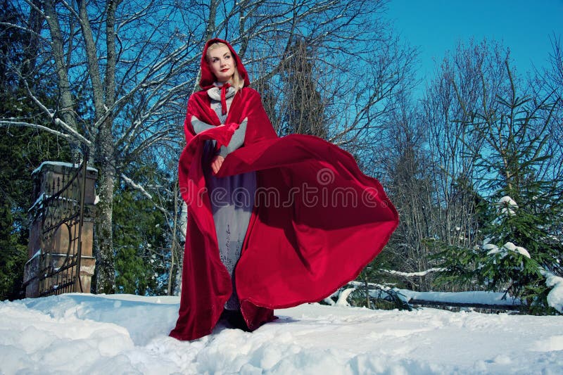 Beautiful red hood. stock image. Image of cloak, frost - 19521417