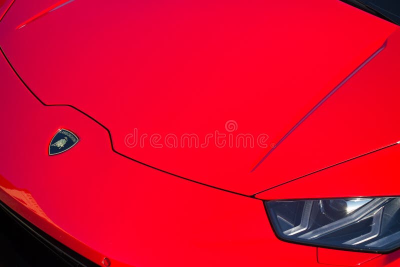 Red Lamborghini Hood editorial stock image. Image of shape - 103417869