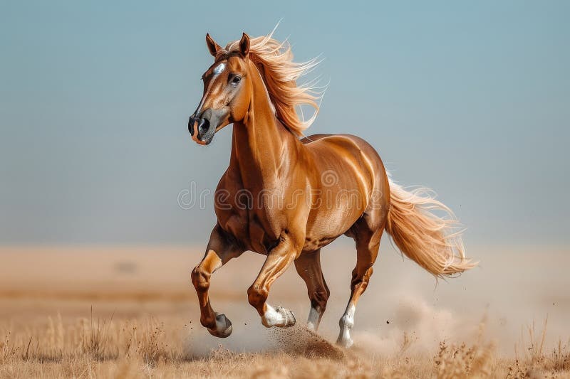 Beautiful Red Horse Galloping on the Field Stock Photo - Image of white ...