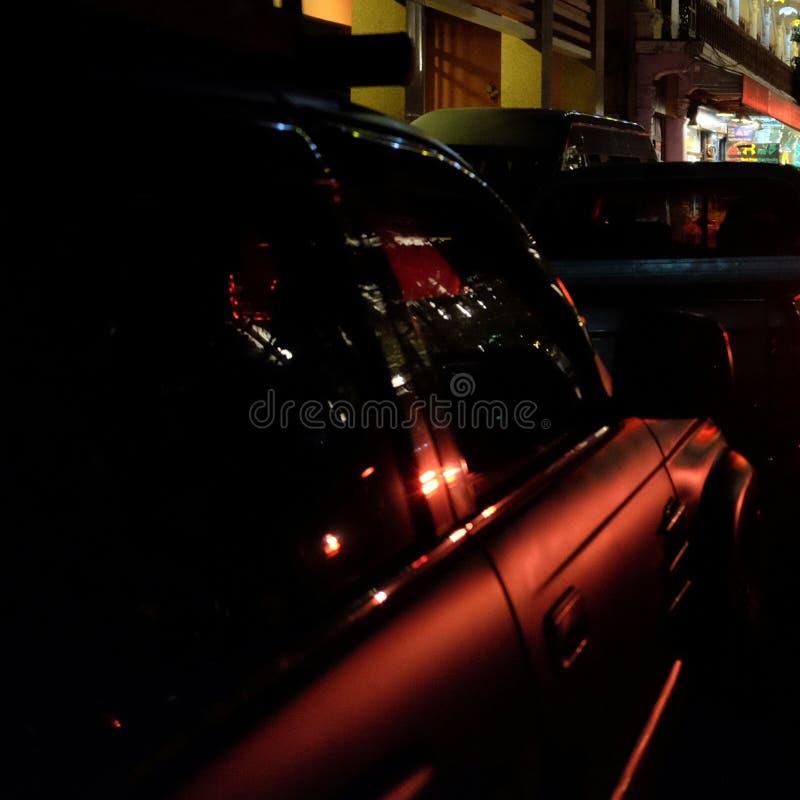 Beautiful Red Light from the Car`s Rear Lights Stock Photo - Image of ...