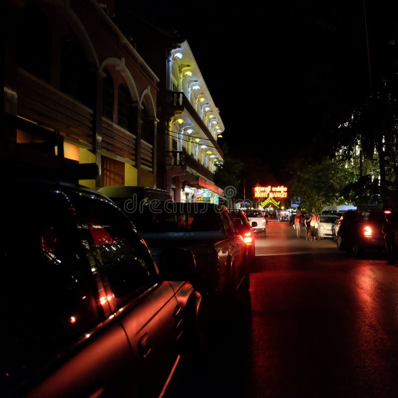 Beautiful Red Light from the Car`s Rear Lights Reflects Off the Surface ...