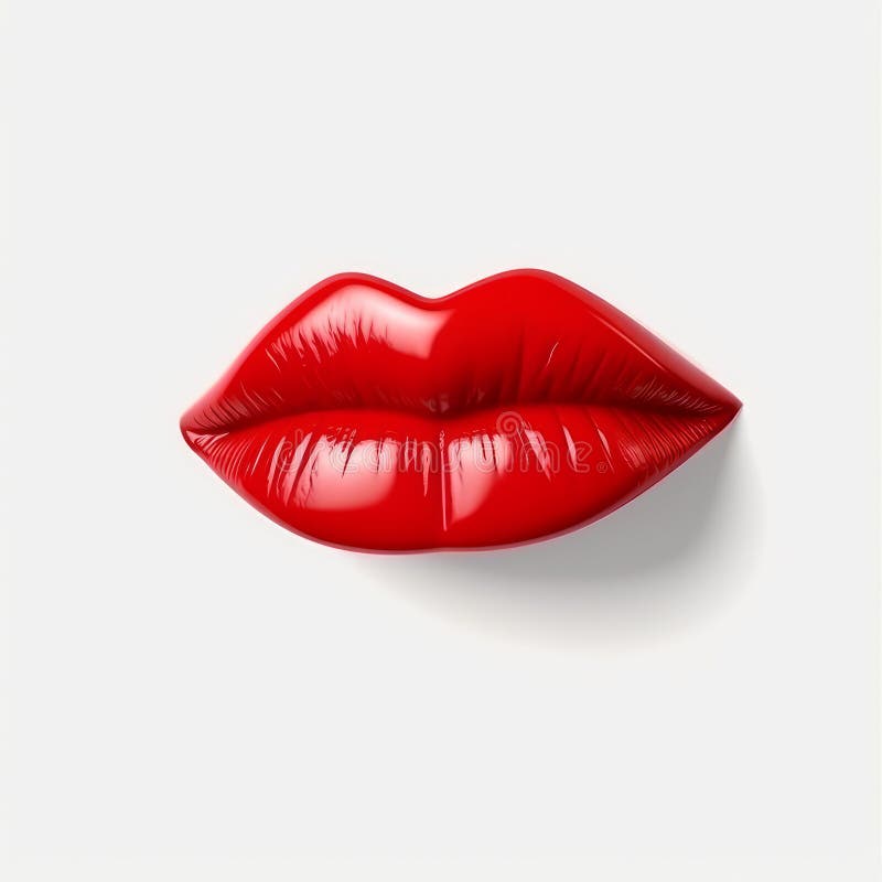 Beautiful Red Beautiful Lips 3d on White Background Generative AI Stock ...