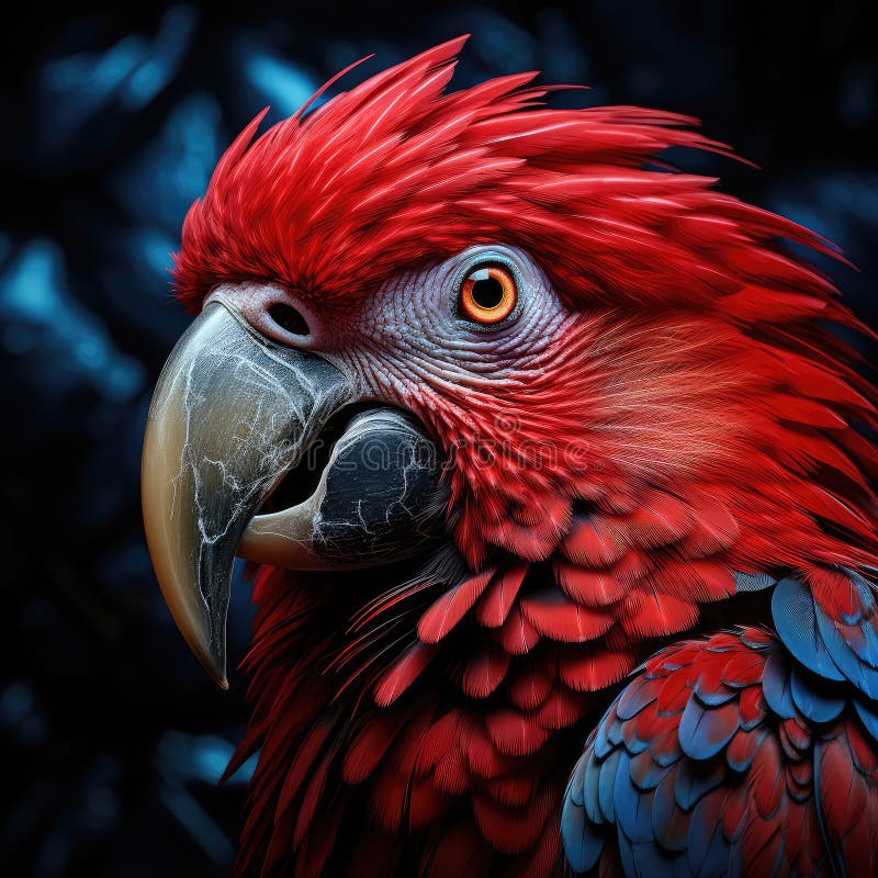 Beautiful Red Macaw Parrot Extreme Closeup. Generative AI Stock ...