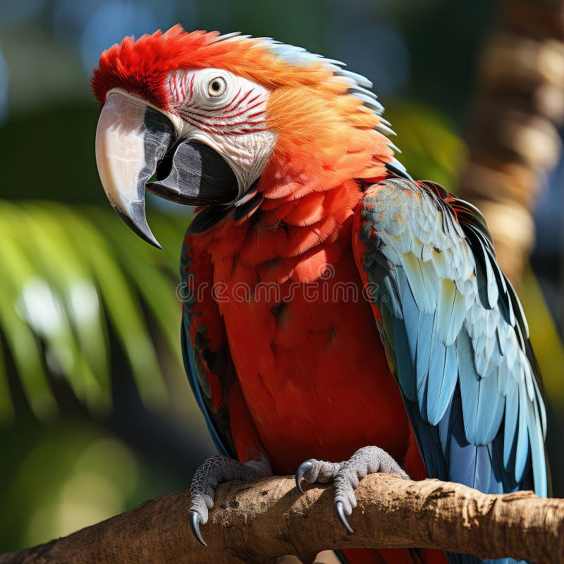 Beautiful Red Macaw Parrot Extreme Closeup. Generative AI Stock ...