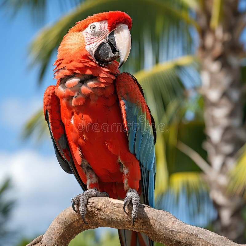 Beautiful Red Macaw Parrot Extreme Closeup. Generative AI Stock ...