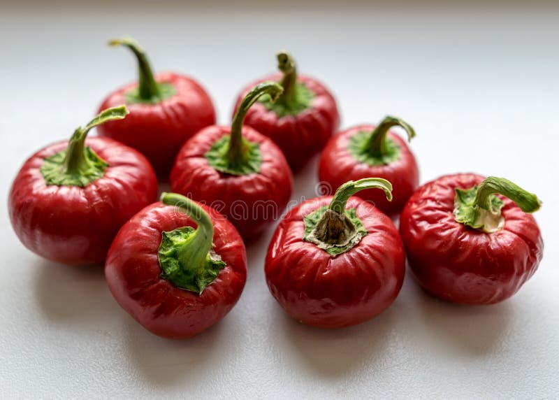 Beautiful Red Mini Peppers on a Light Background Stock Photo - Image of ...