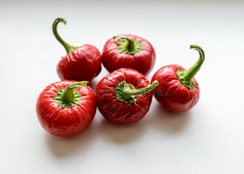 Beautiful Red Mini Peppers on a Light Background Stock Photo - Image of ...