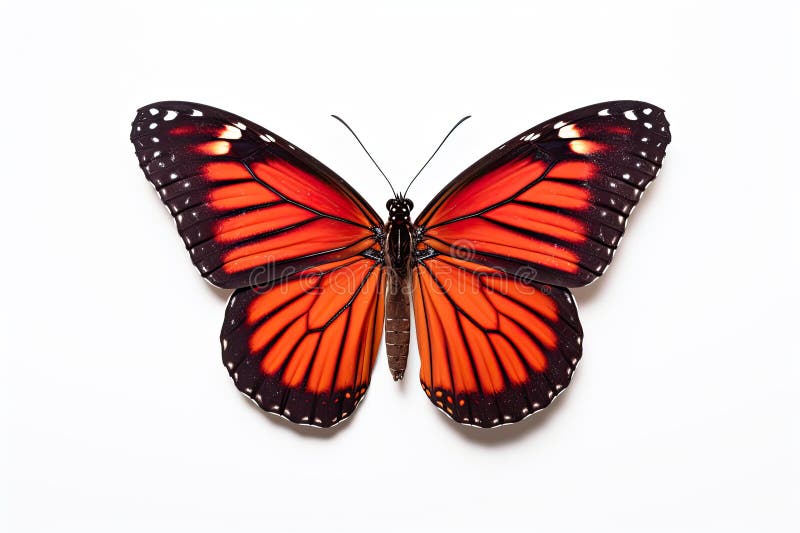 Beautiful Red Monarch Butterfly Isolated on White Background. Butterfly ...