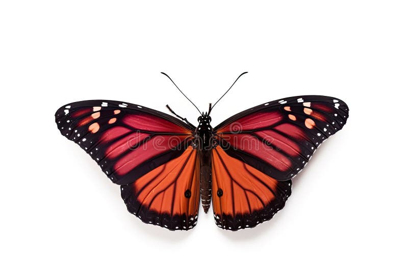 Beautiful Red Monarch Butterfly Isolated on White Background. Butterfly ...