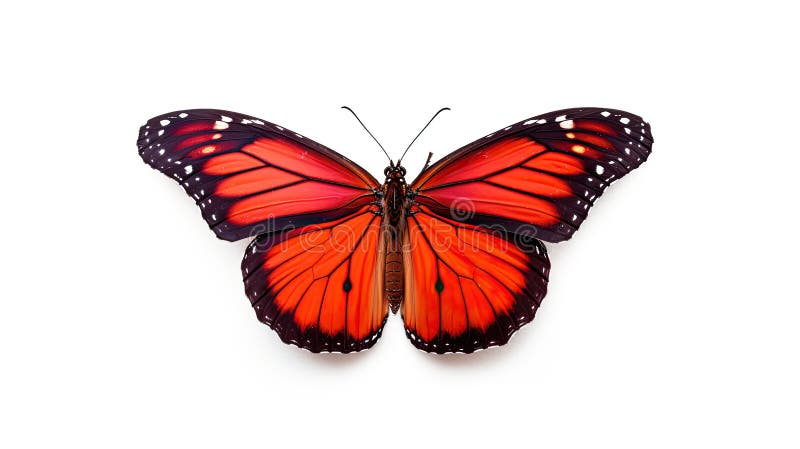 Beautiful Red Monarch Butterfly Isolated on White Background. Butterfly ...