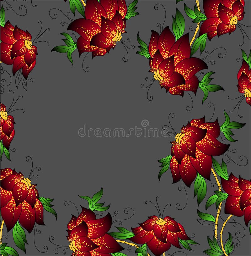 Beautiful red orchids stock vector. Illustration of ornate - 11392597