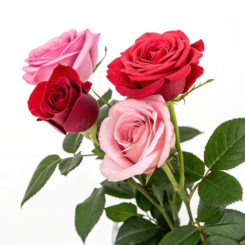 Beautiful Red and Pink Roses Isolated on Transparent Background Stock ...