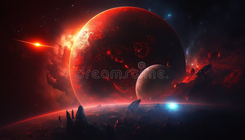 Beautiful Red Planet Landscape. AI Generated Image Stock Illustration ...