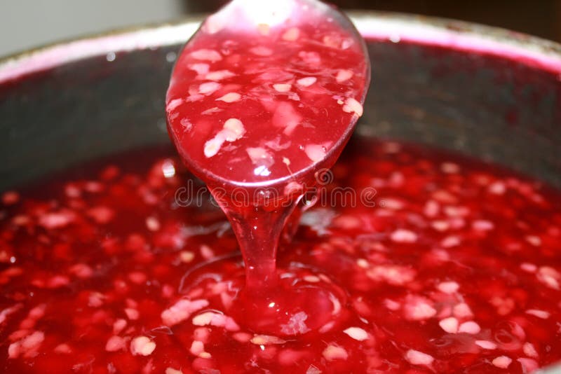 Beautiful Red Raspberry Jelly Dripping from a Spoon Stock Photo - Image ...