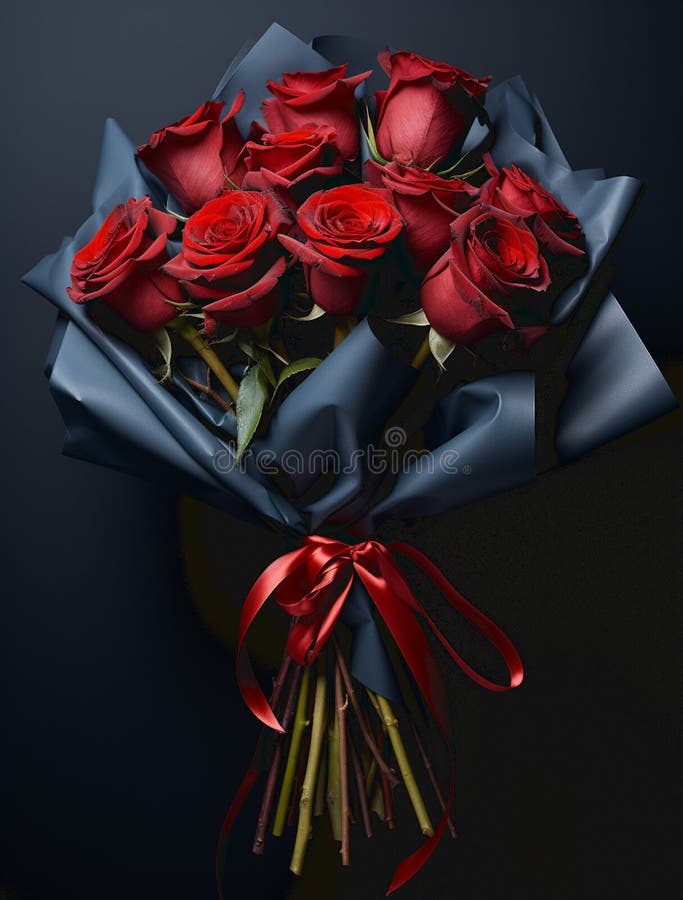Beautiful Red Rose Bouqet. Flower Composition for Valentines Day Stock ...
