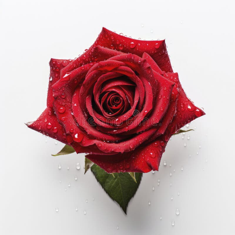 A Beautiful Red Rose with Dew Drops on the Petals Stock Photo - Image ...