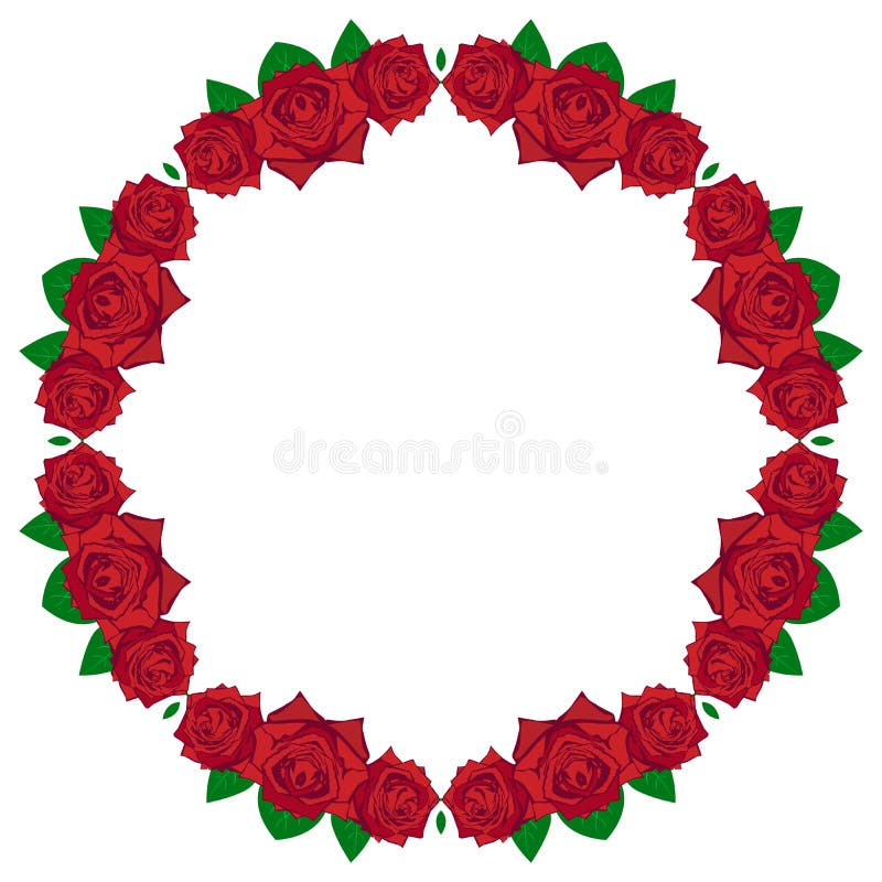 Vector Rose Frame in the Shape of Circle Stock Vector - Illustration of ...