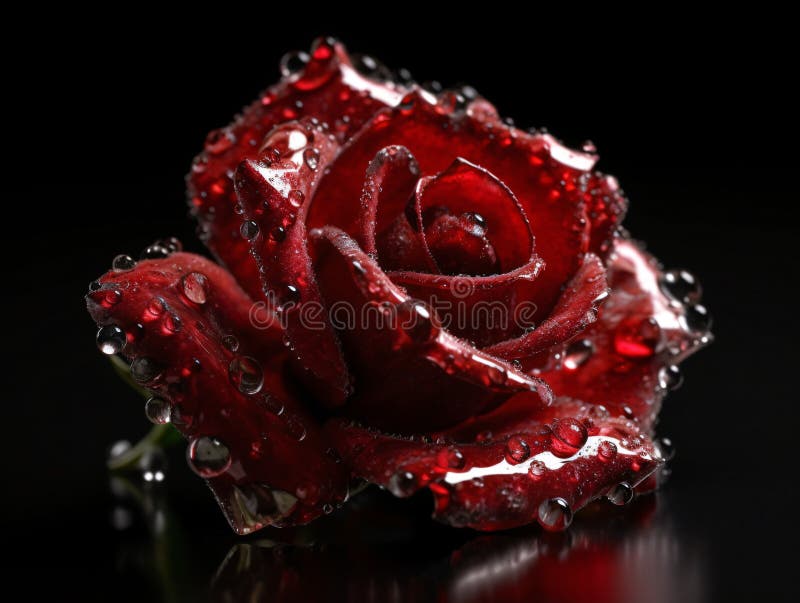 Beautiful Red Rose Flower Made of Crystal Stock Illustration ...
