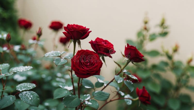Beautiful Red Roses Blooming in a Lush Garden during Spring. Stock ...