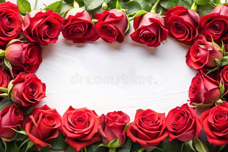 Beautiful Red Roses Border with Copy-Space Stock Illustration ...