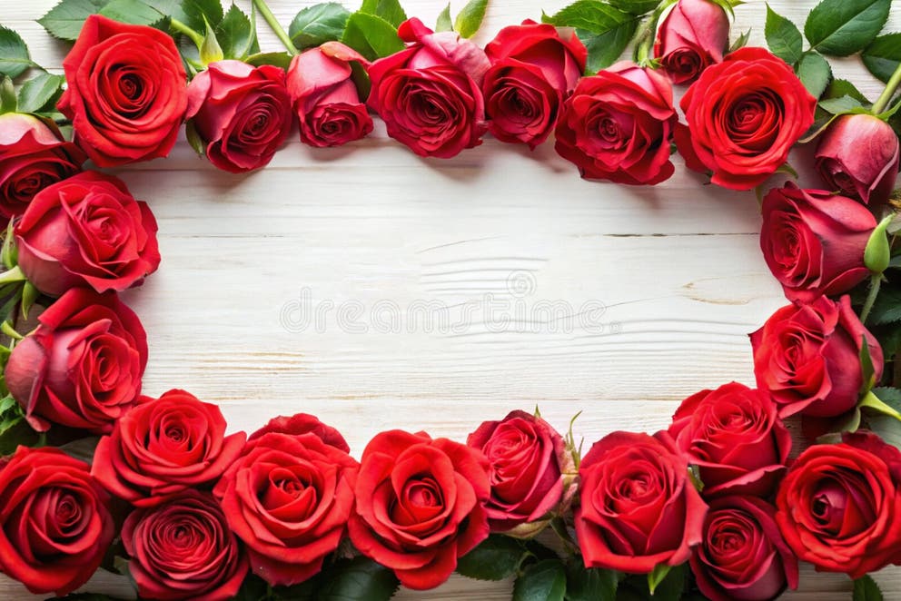 Beautiful Red Roses Border with Copy-Space Stock Illustration ...