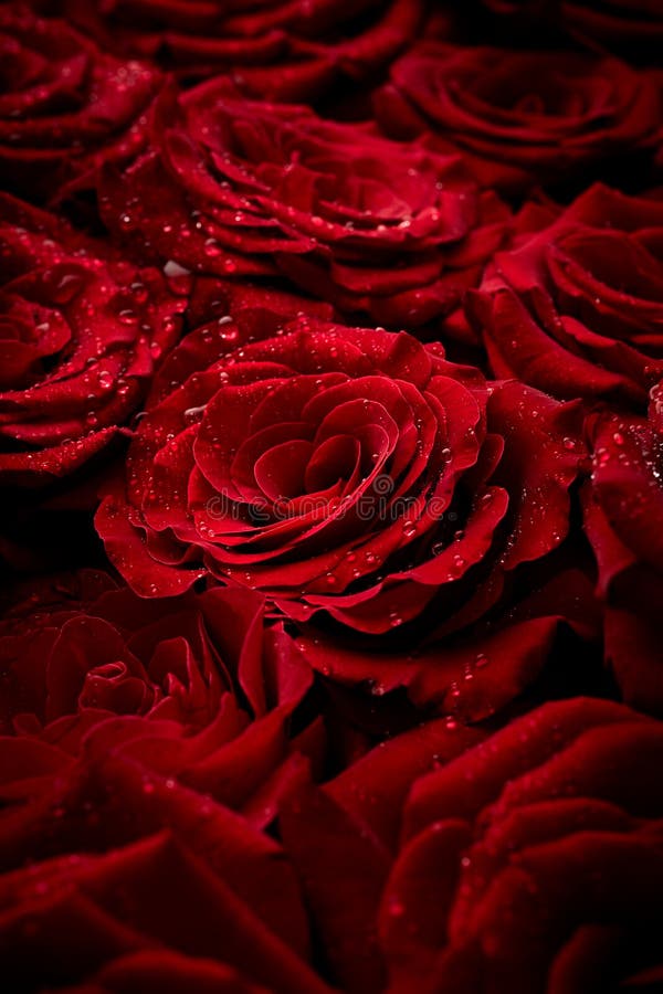 Beautiful Red Roses with Drops of Water Stock Photo - Image of holiday ...