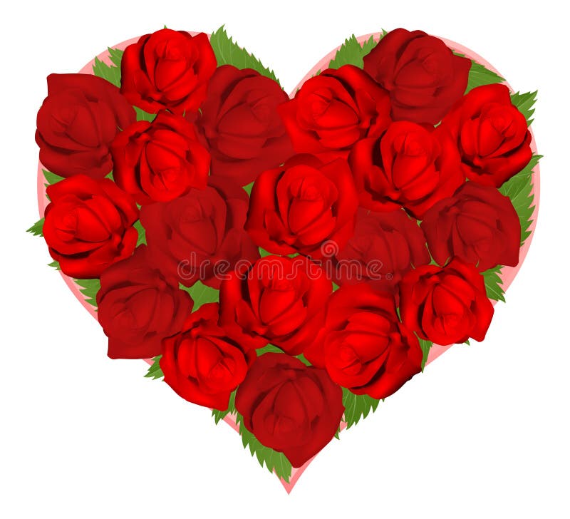 Three Roses in the Shape of Heart Stock Vector - Illustration of ...
