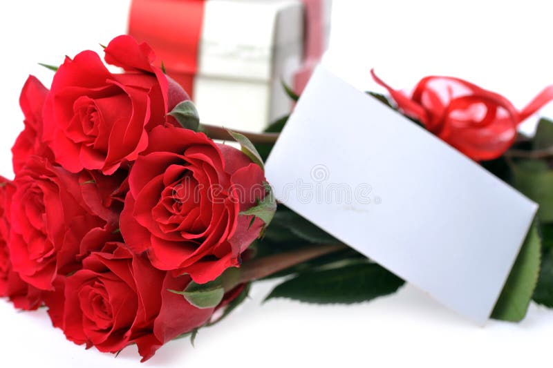 Beautiful Red Roses with Name Card Stock Image - Image of copy, roses ...