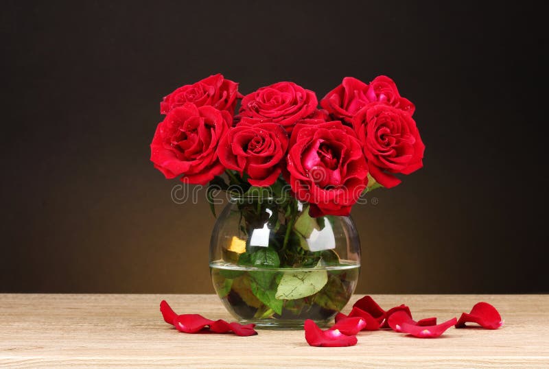 Beautiful Red Roses in Vase Stock Photo - Image of nature, objects ...