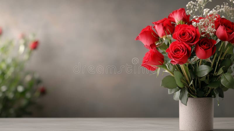 Beautiful Red Roses Vase Display Stock Illustration - Illustration of ...
