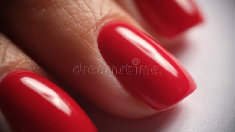Beautiful Red Silk Manicure on Female Nails Stock Photo - Image of ...