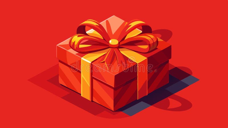 Beautiful Red Square Gift Box with Red Bow on Side on Red Background ...