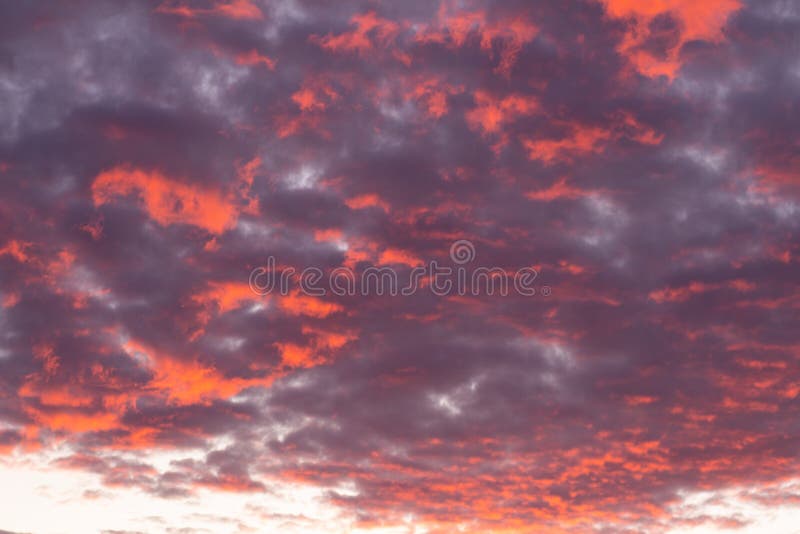 Beautiful Red Sunrise. Bright Red and Blue Clouds in the Sky Stock ...