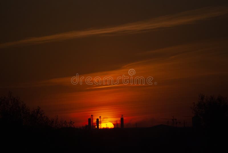 Beautiful Red Sunset in the City Stock Photo - Image of nature, sunset ...