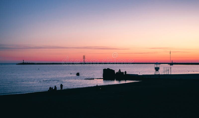 A Beautiful Sunset in a Coastal City Stock Image - Image of landscape ...