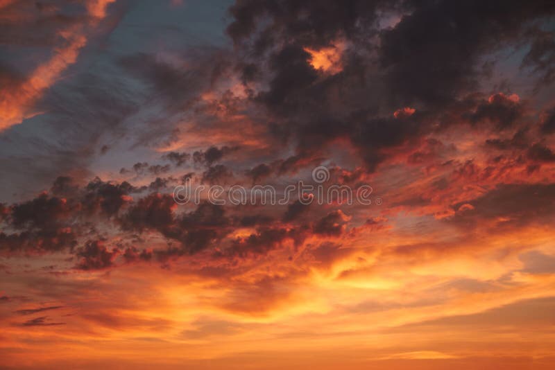 Beautiful Red Sunset with Orange and Yellow Clouds Stock Photo - Image ...