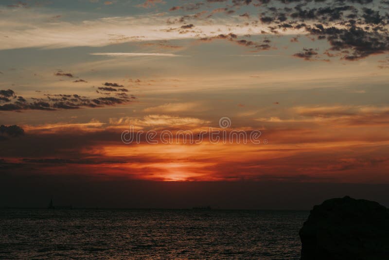 Beautiful, Red Sunset Over the Calm Sea Stock Photo - Image of beauty ...